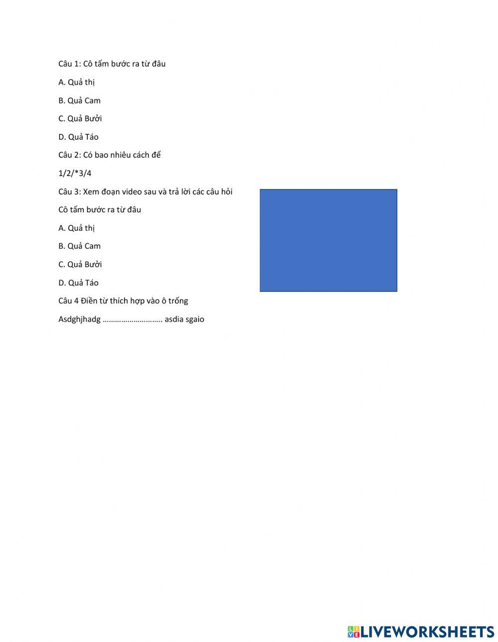 Bai tap test exercise | Live Worksheets