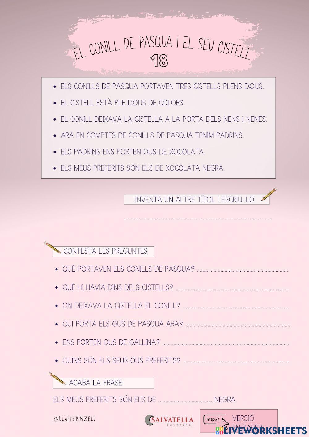 COMPRENSIÓ LECT… | Free Interactive Worksheets | 2224349