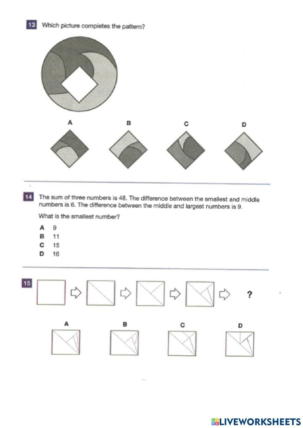 ACER (Logical Reasoning 1) online exercise for | Live Worksheets
