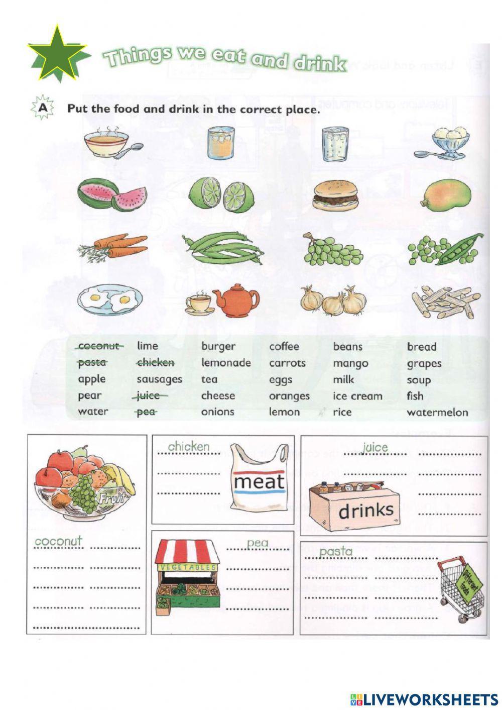 Food and Drink | Free Interactive Worksheets | 2224769