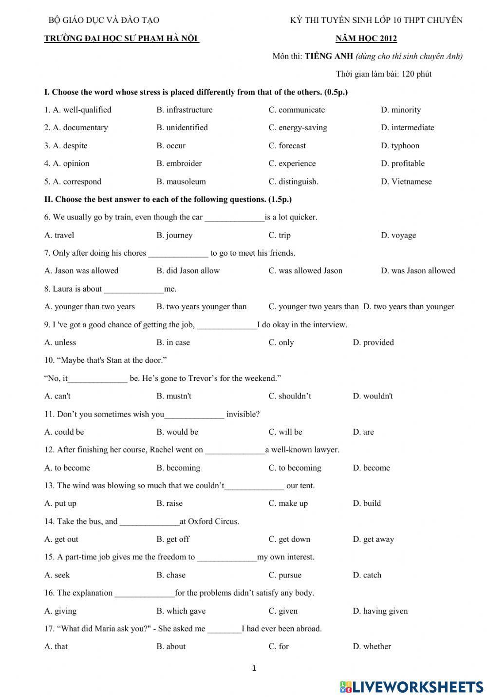 De CSP 2012 6916576 | ngoctu3108 | LiveWorksheets