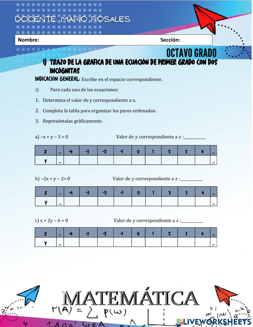 8°Grado.M3, L-1 | Free Interactive Worksheets | 2225524