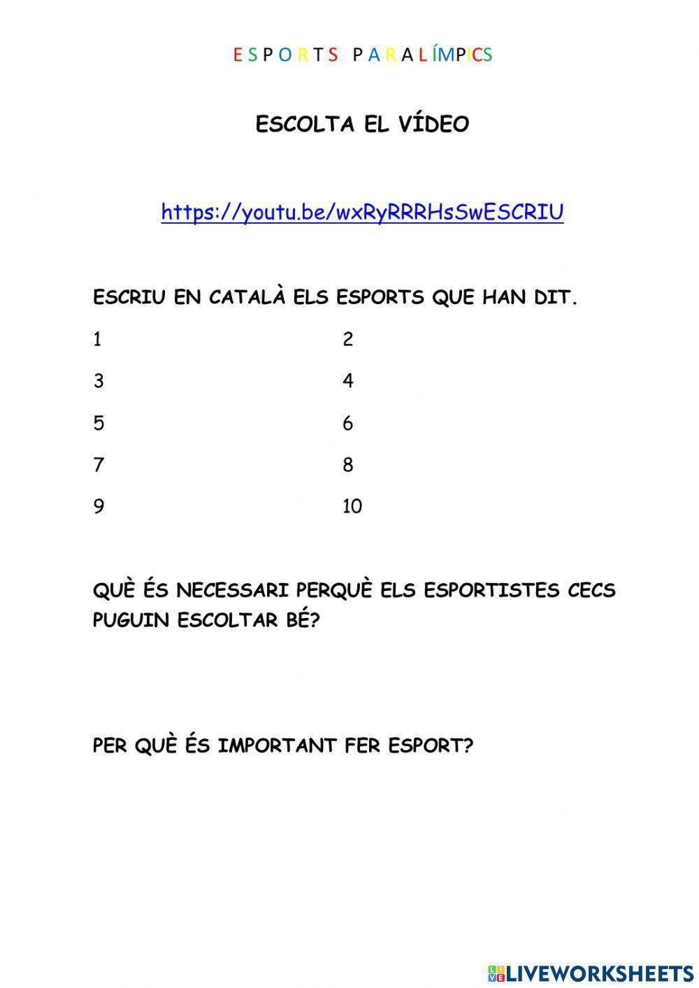 Esports paraolímpics | perera | Live Worksheets