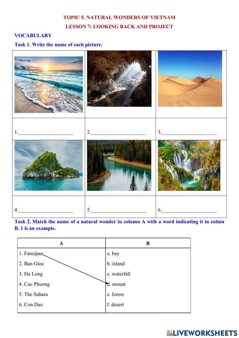 E.6-topic 5-looking back worksheet | Live Worksheets