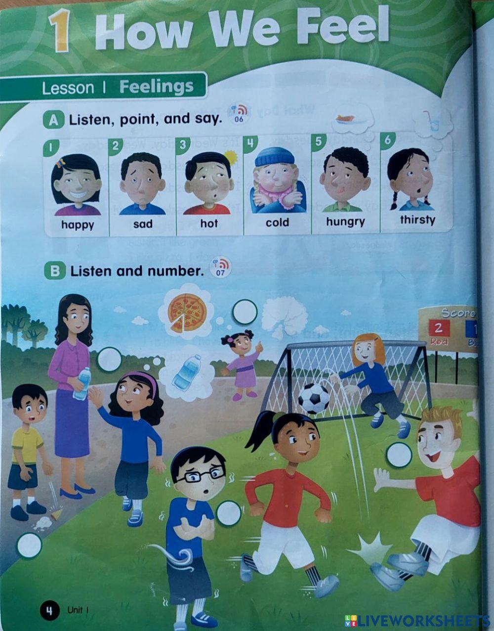 1.how we feel.Lesson1-Feelings worksheet | Live Worksheets