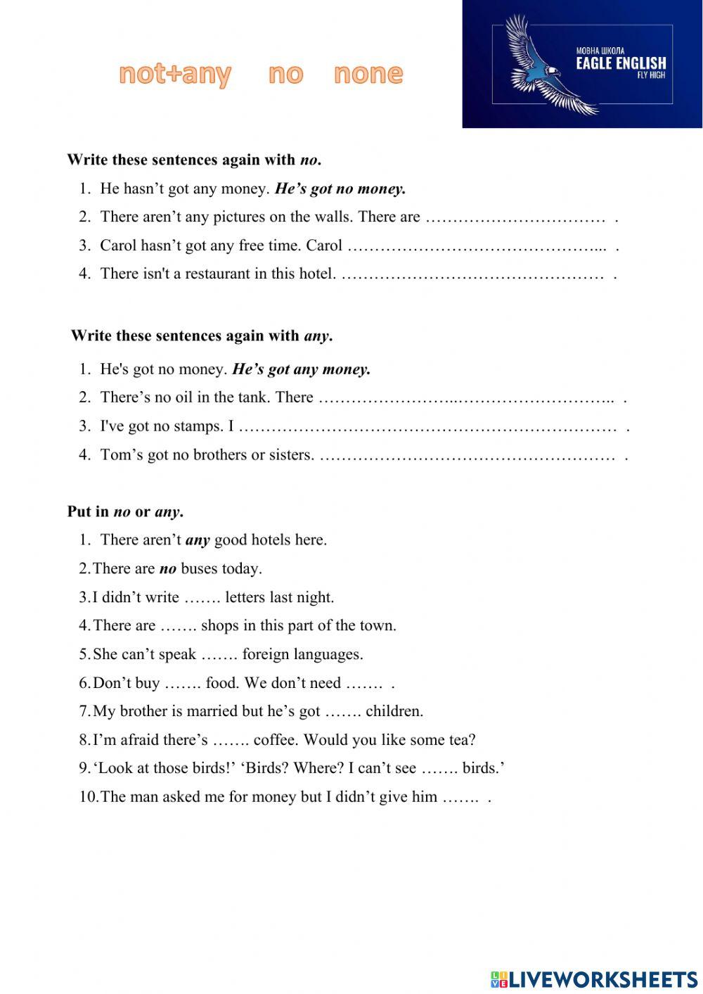 Unit 71 not+any, no, none 2754 | EagleEnglish | Live