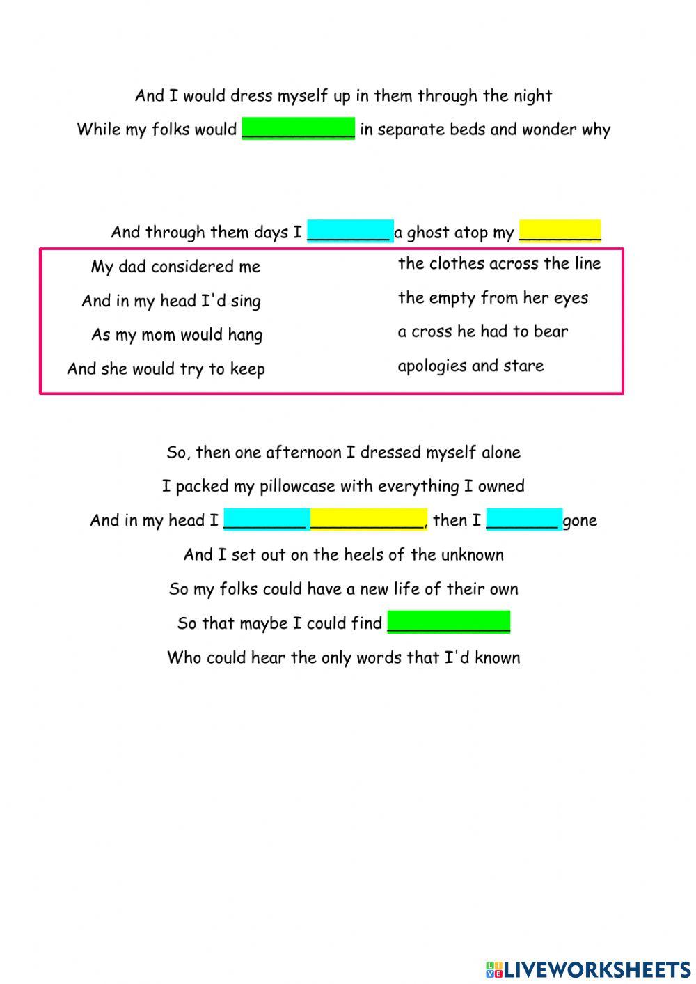 The Mute (song by Radical Face) worksheet | Live Worksheets