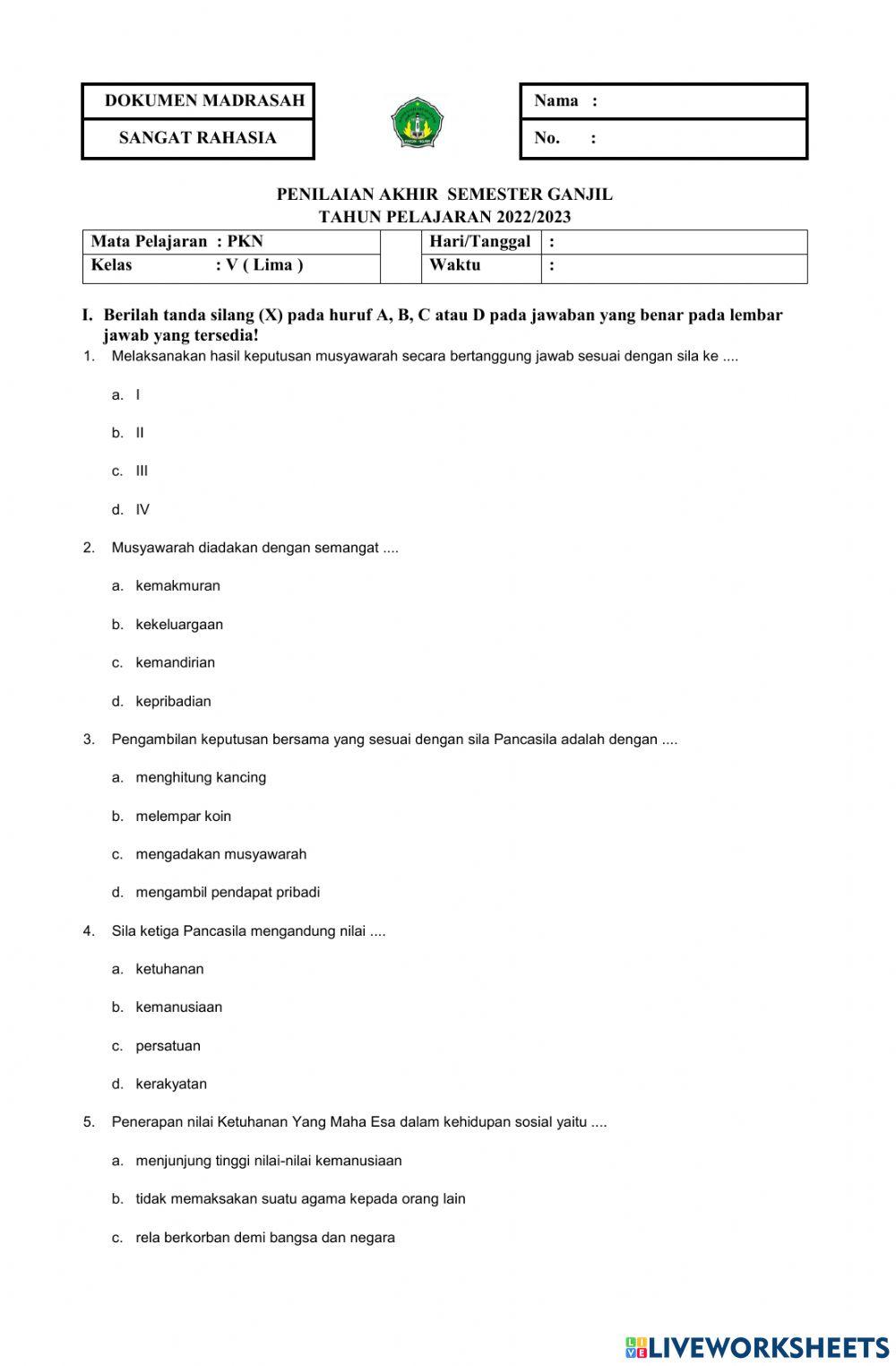 Pkn 5 worksheet | Live Worksheets