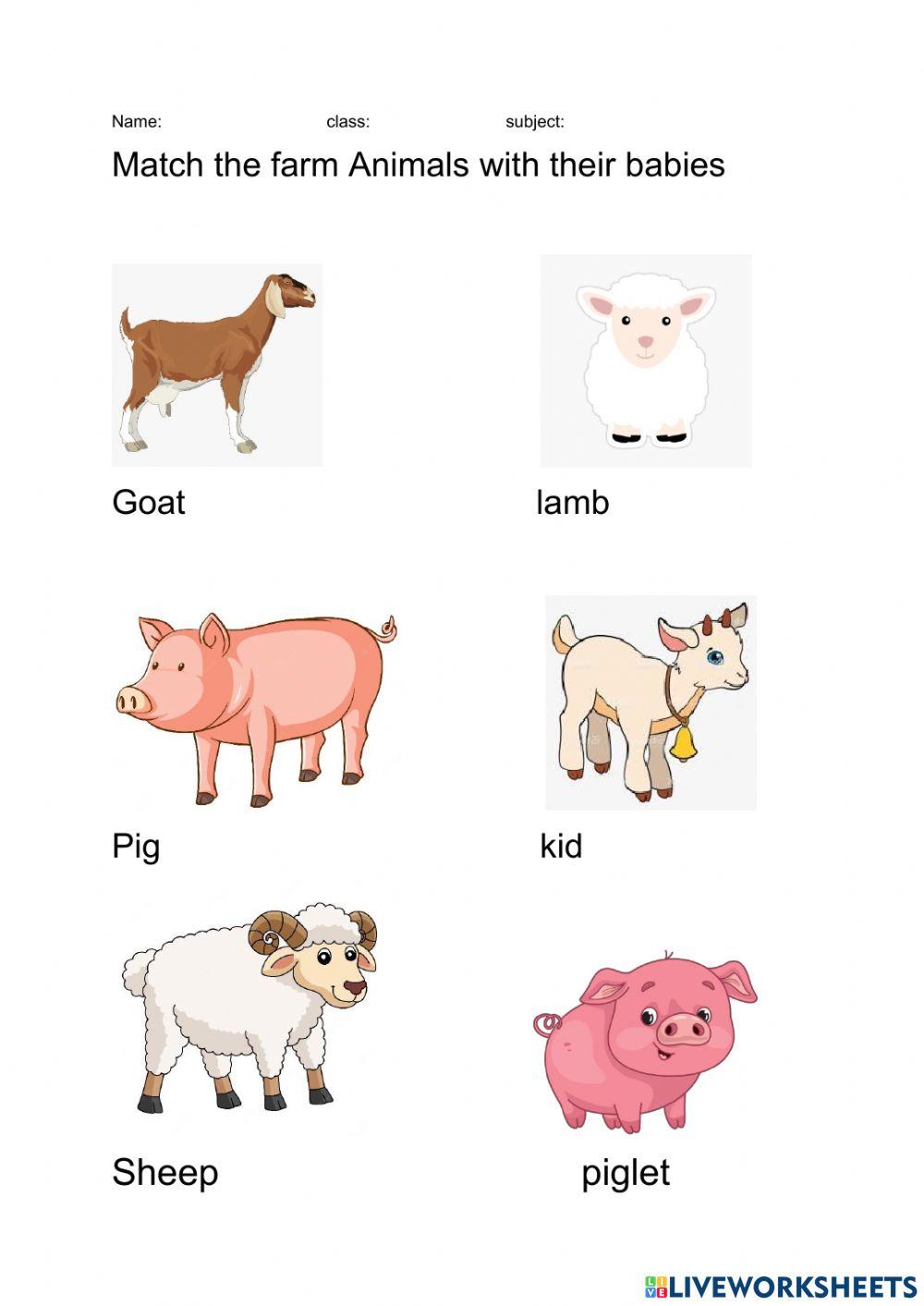 Farm animals online exercise for nursery | Live Worksheets