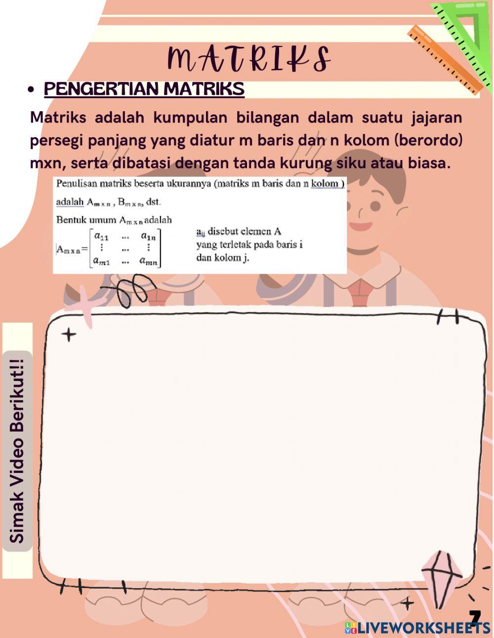 Materi Matriks worksheet | Live Worksheets