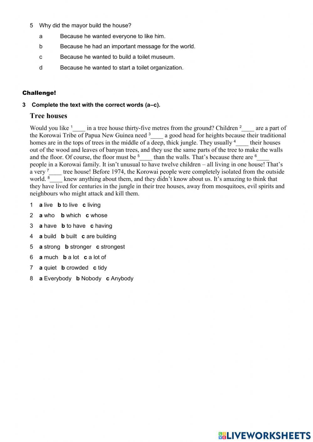 Skills test worksheet for Grade 8 | Live Worksheets