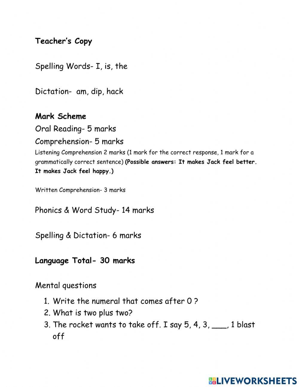 Language Arts Term One Test online exercise for | Live Worksheets