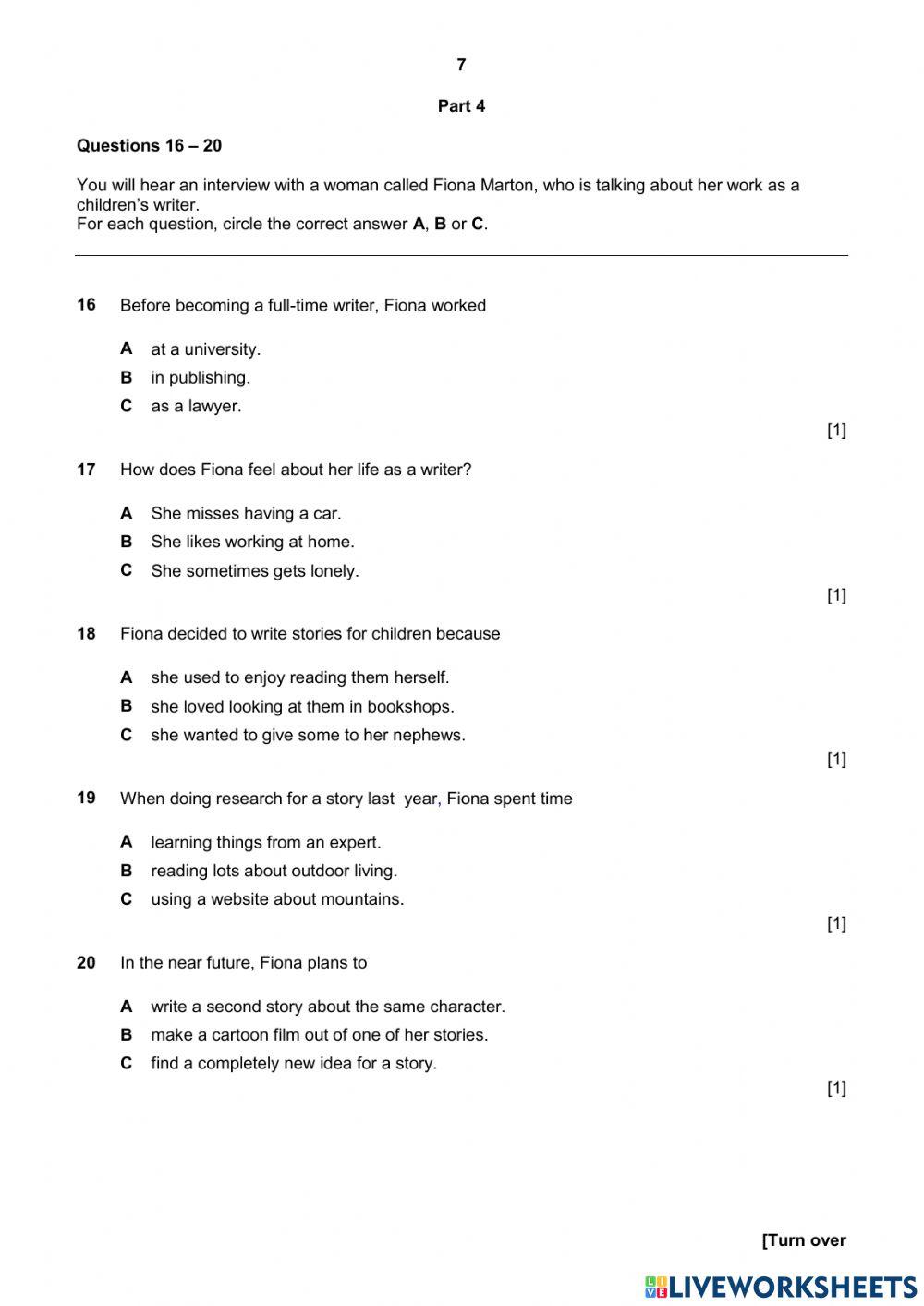 2226762 | ENGLISH AS A SECOND LANGUAGE- Paper 3 Listening