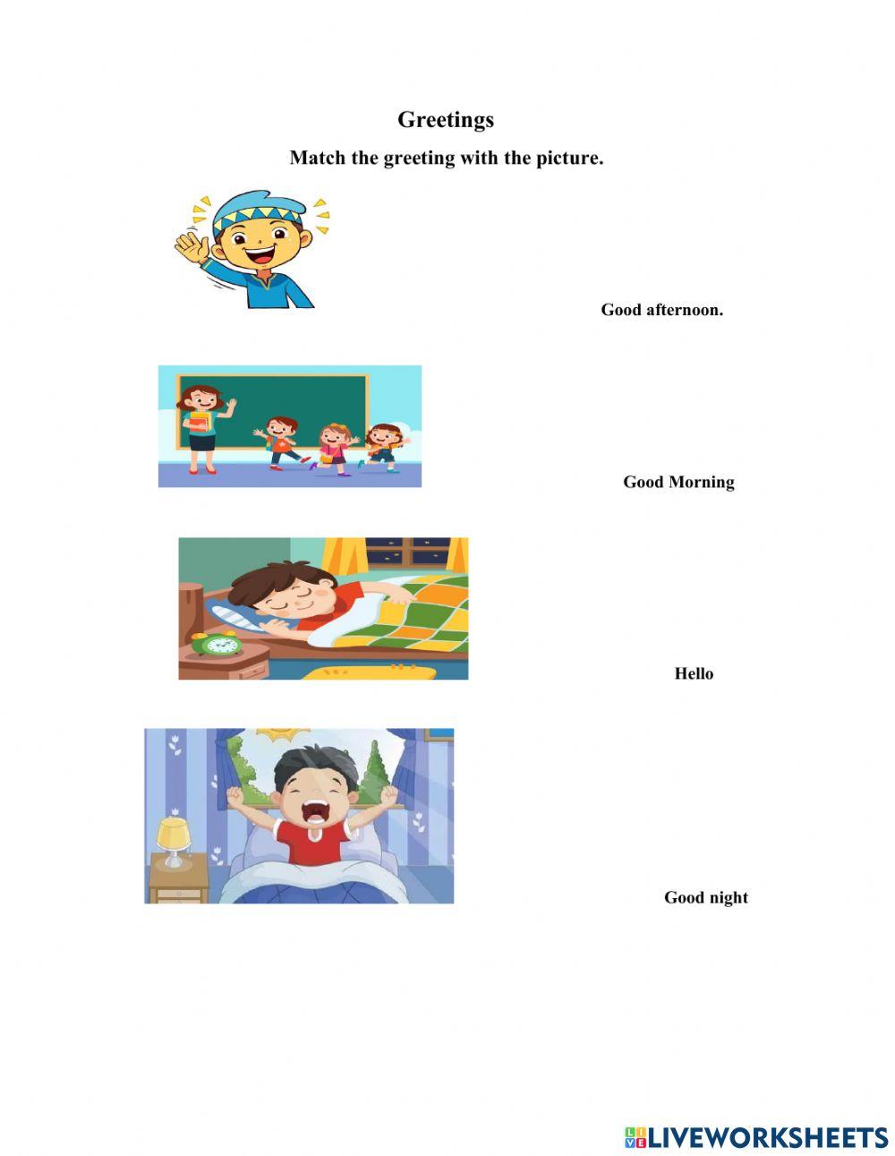 Greetings online exercise for First Grade | Live Worksheets