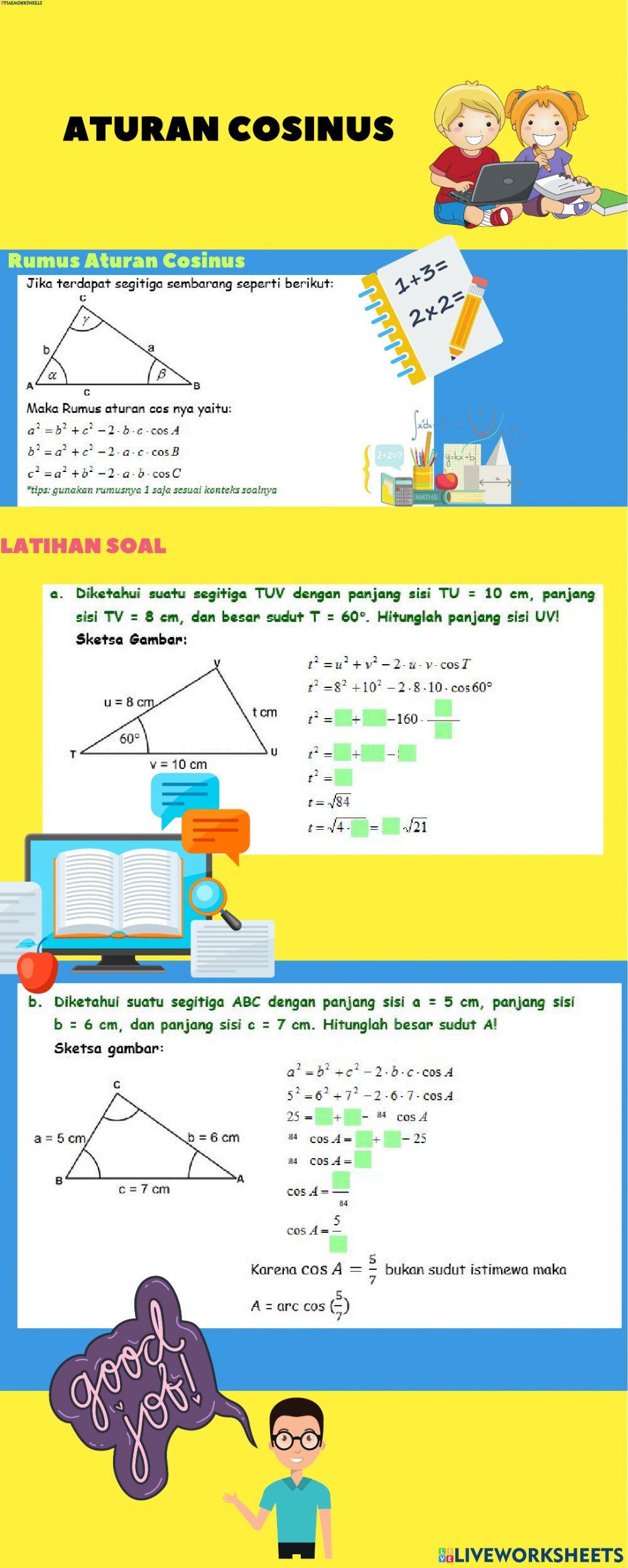 Aturan Sinus dan Cosinus activity for 10 | Live Worksheets