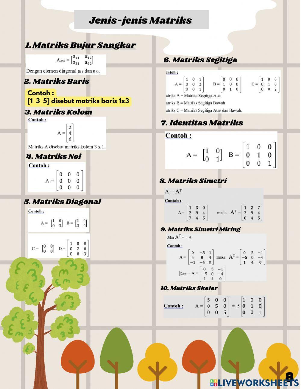 Materi Matriks interactive worksheet | Live Worksheets