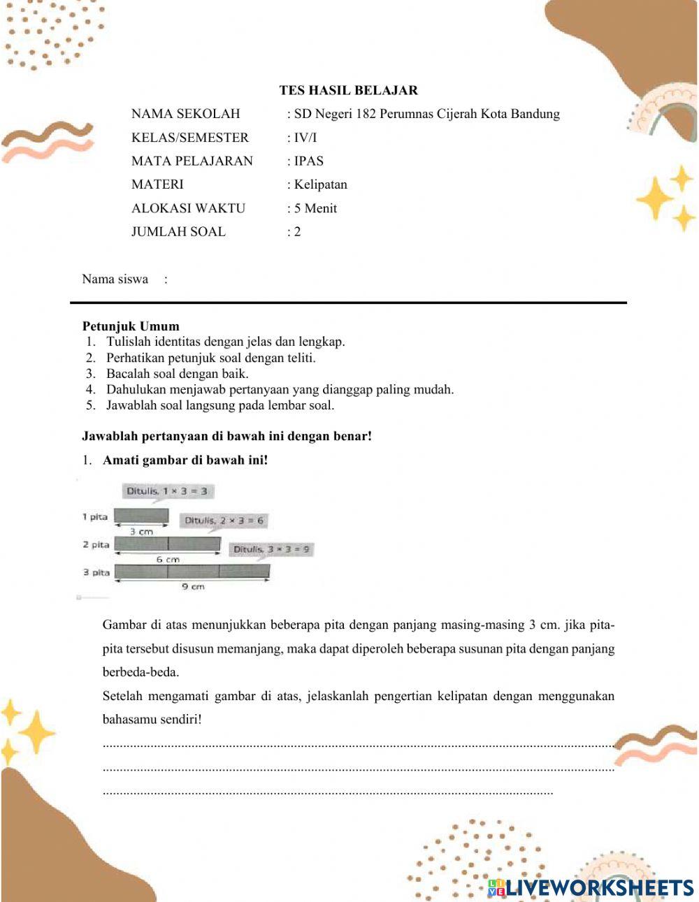 Soal Evaluasi Kelipatan worksheet | Live Worksheets