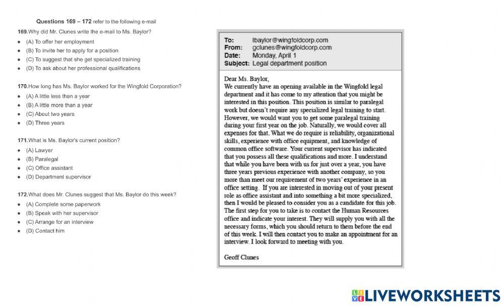 Part 7.1 worksheet | Live Worksheets