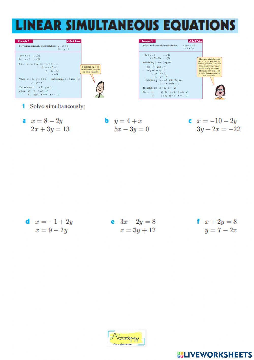 Simultaneous Equations Worksheet PDFs: Mastering the Art of Solving Systems Simultaneous Equations Worksheet PDFs: Mastering the Art of Solving Systems