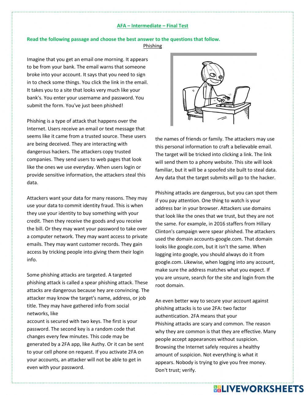 Phishing-teams worksheet | Live Worksheets