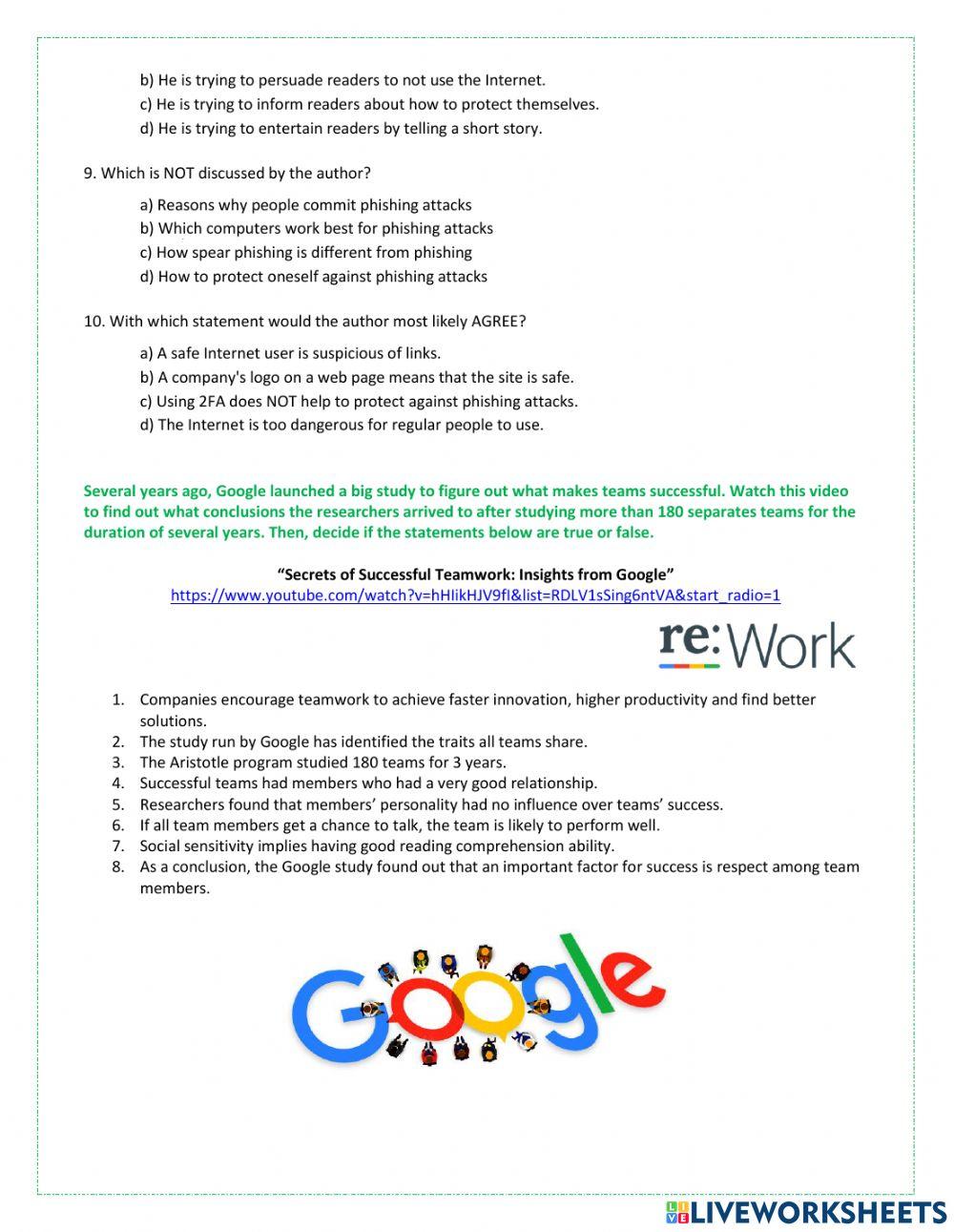 Phishing-teams worksheet | Live Worksheets