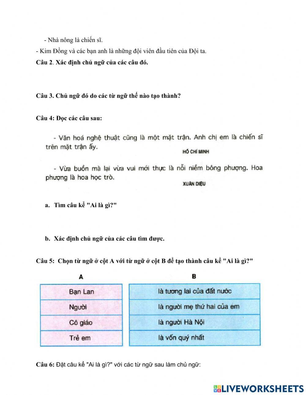 Vietnamese interactive activity for 4 | Live Worksheets