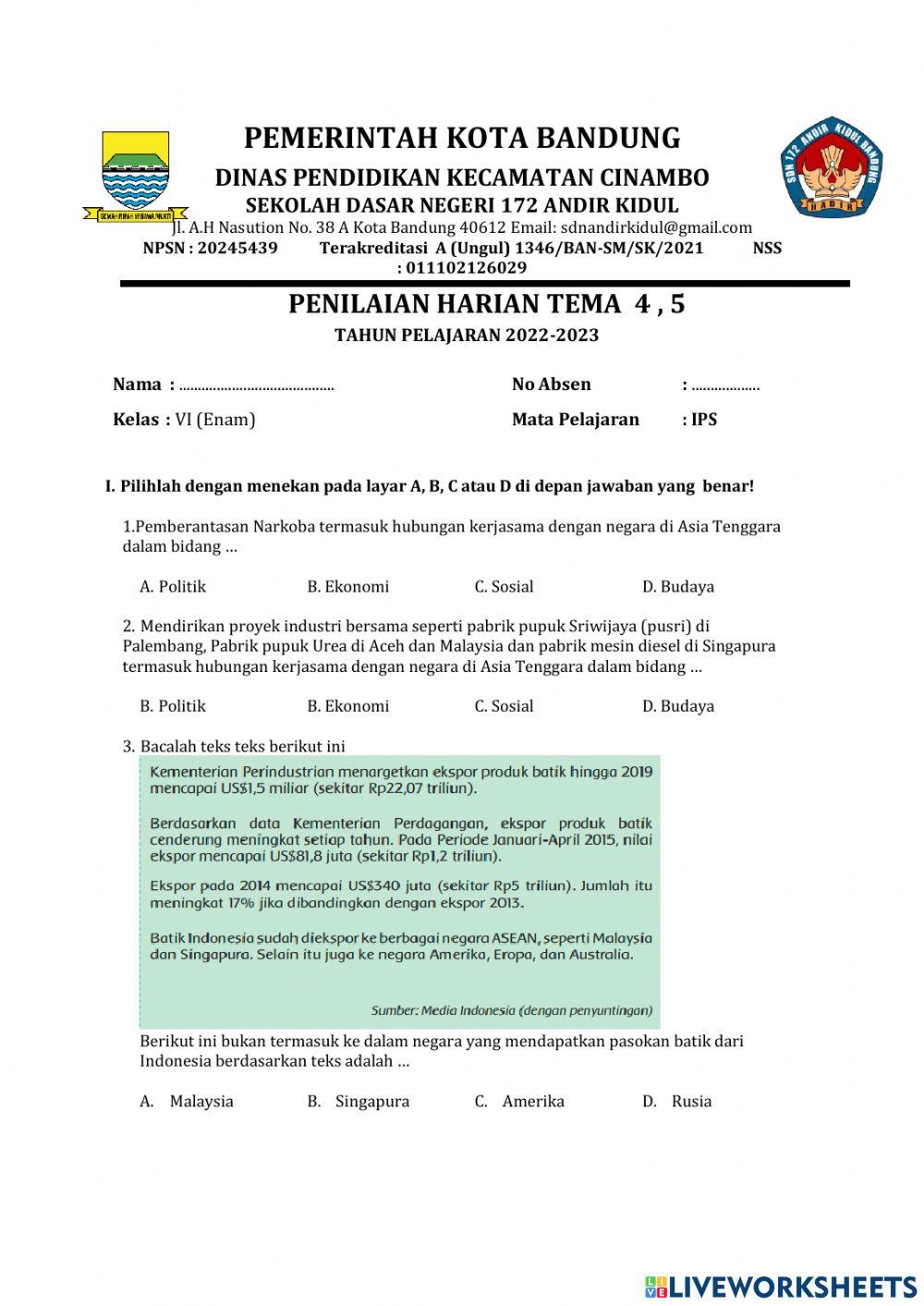 Ips online exercise for 6 | Live Worksheets