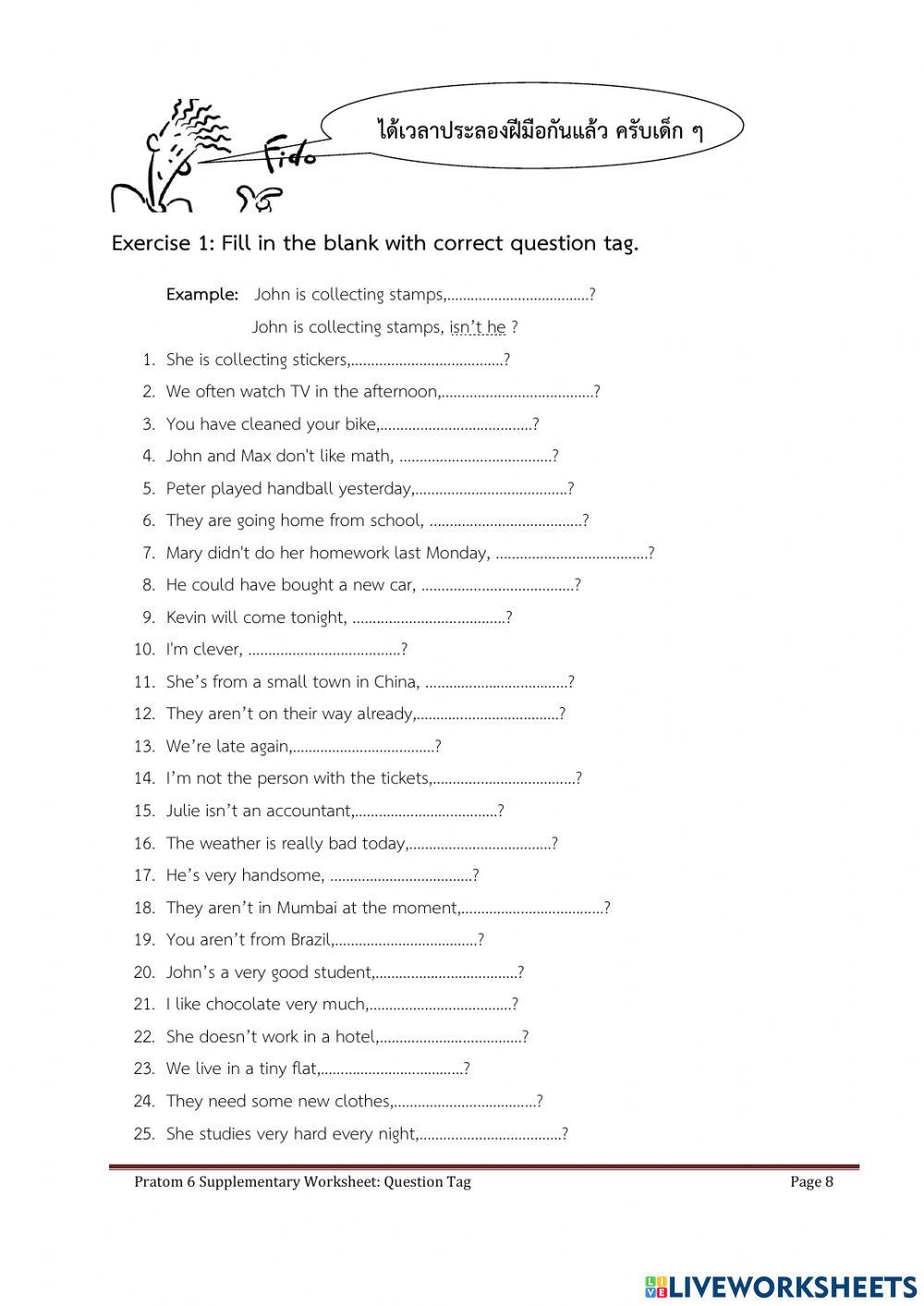 Question tag | Free Interactive Worksheets | 2228145