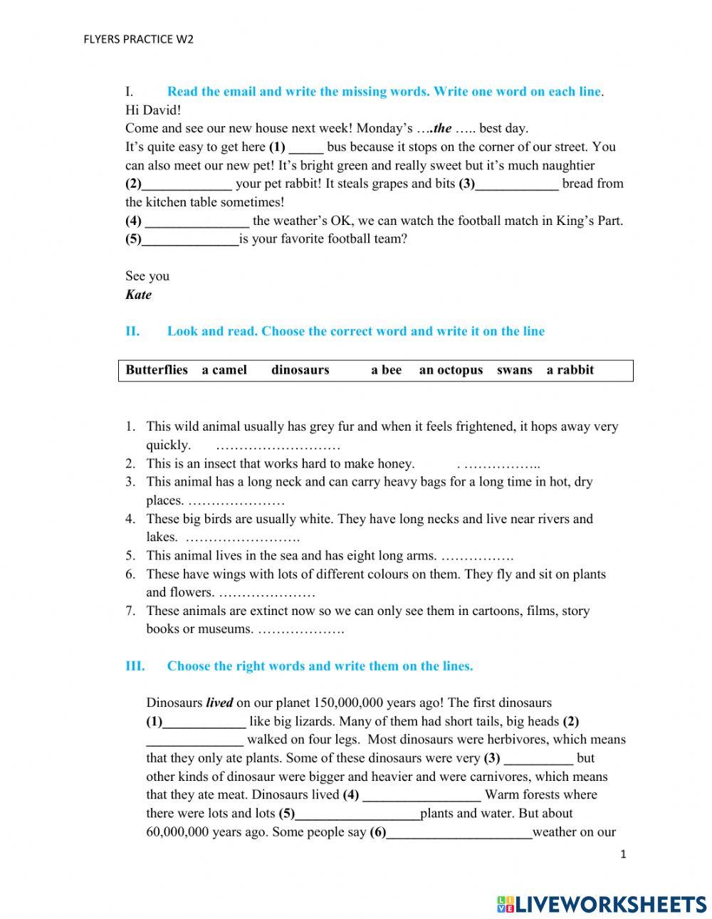 Homework 2 interactive exercise | Live Worksheets