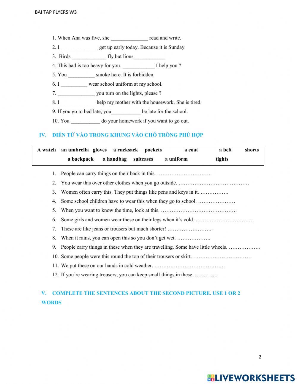 Homework 3 interactive worksheet | Live Worksheets