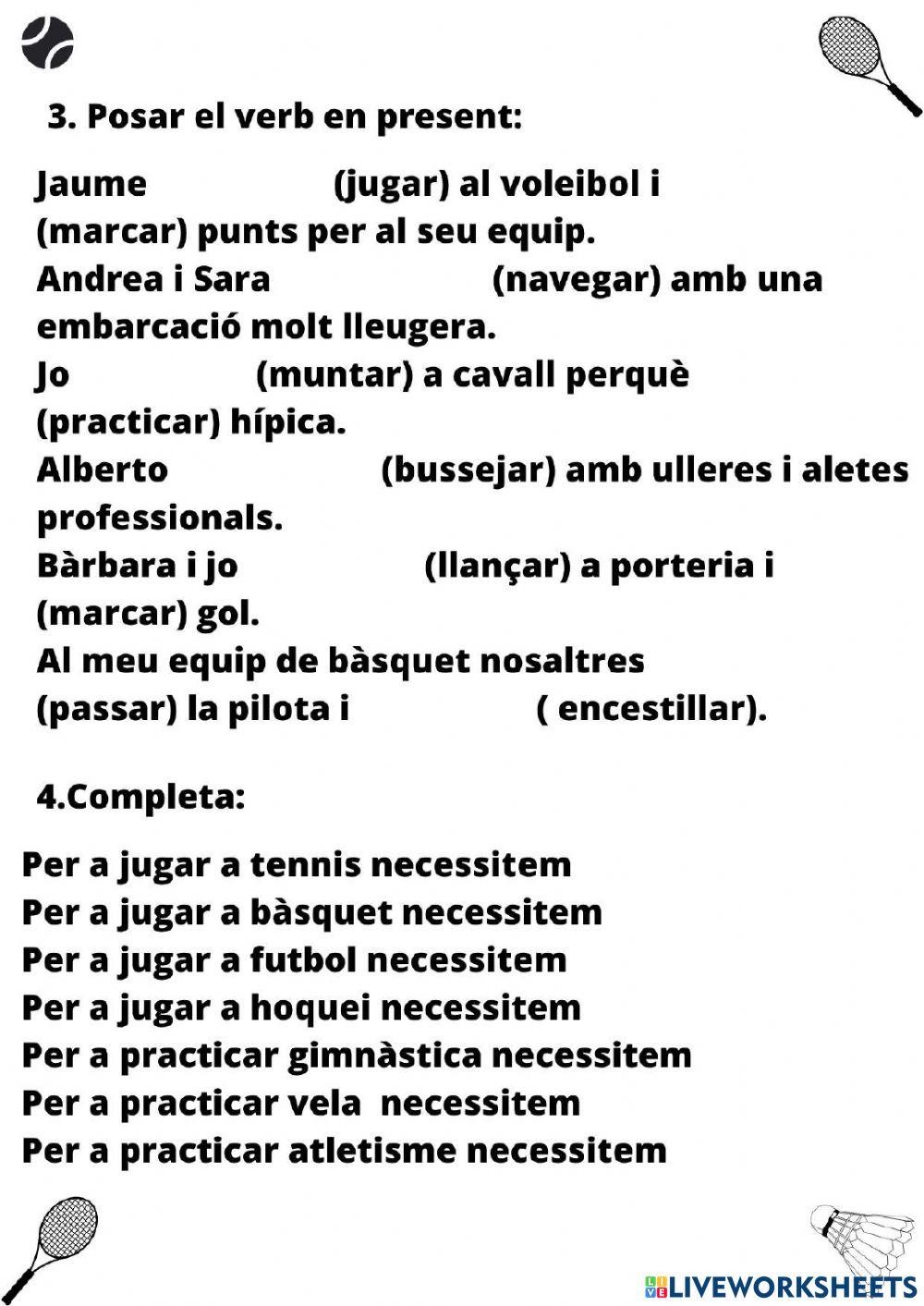 Els esports present worksheet | Live Worksheets