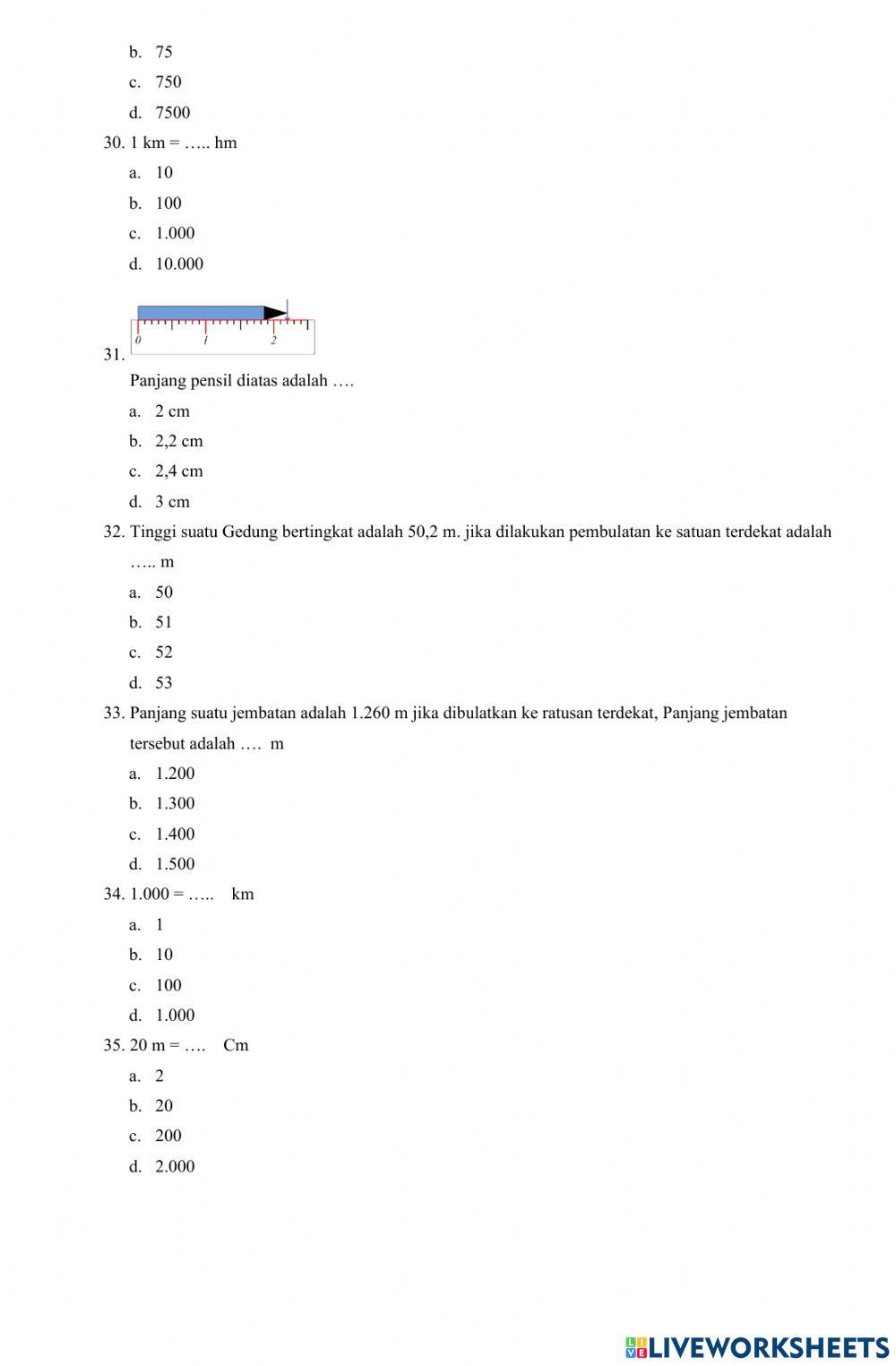 Soal PAS Ganjil MTK 2022-2023 worksheet | Live Worksheets