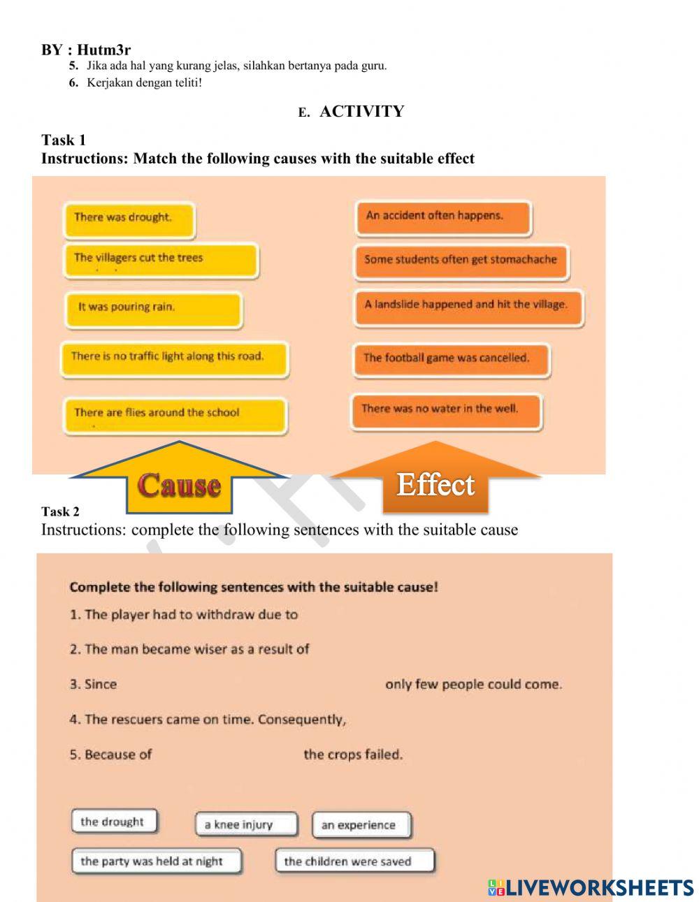 LKPD cause and effect 2 online exercise for | Live Worksheets