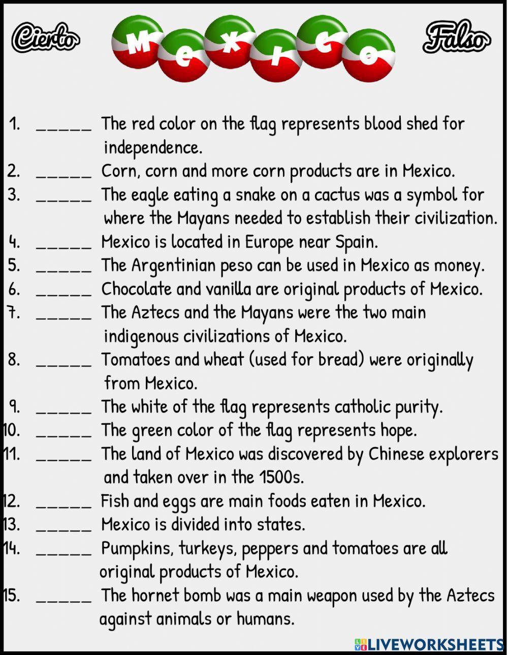 Mexico Culture … | Free Interactive Worksheets | 2228871