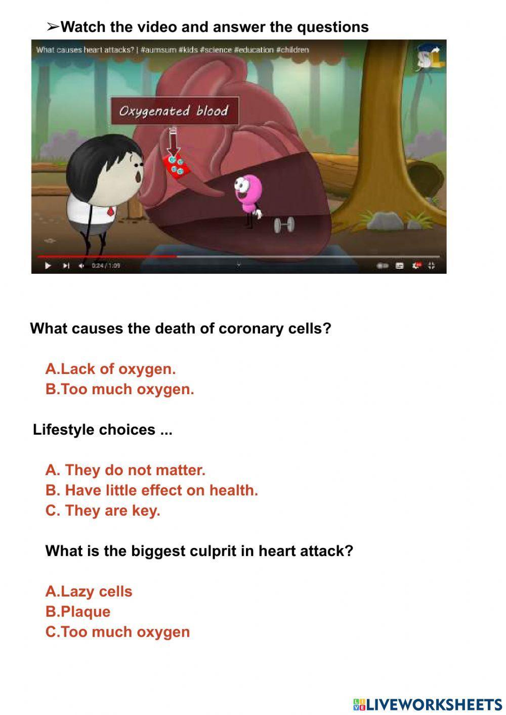 Cardiovascular diseases interactive worksheet | Live Worksheets