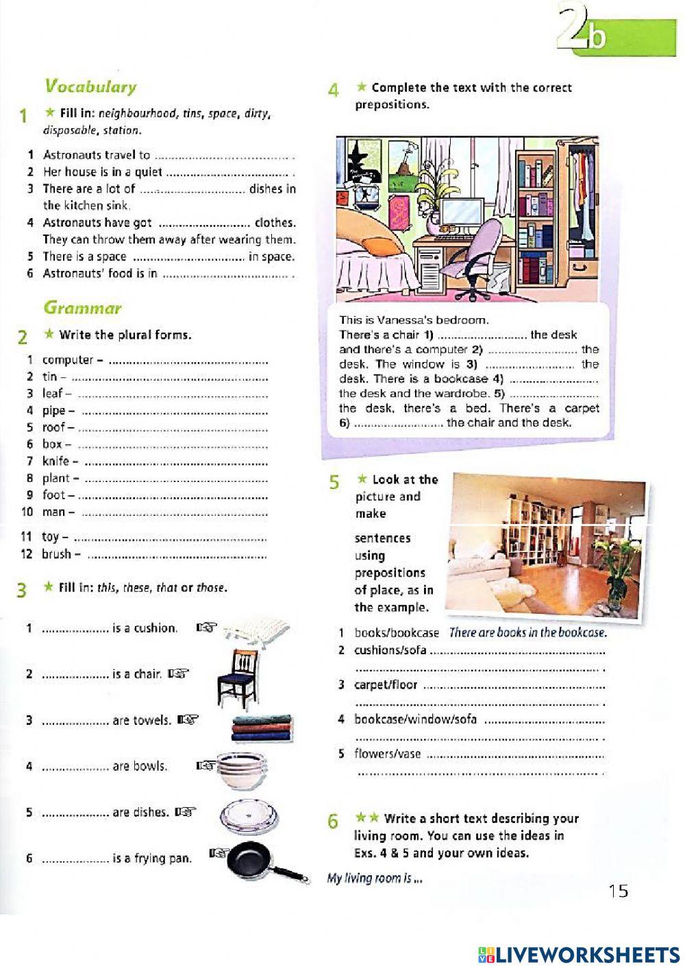 Prime time 1 WB p.15 worksheet | Live Worksheets