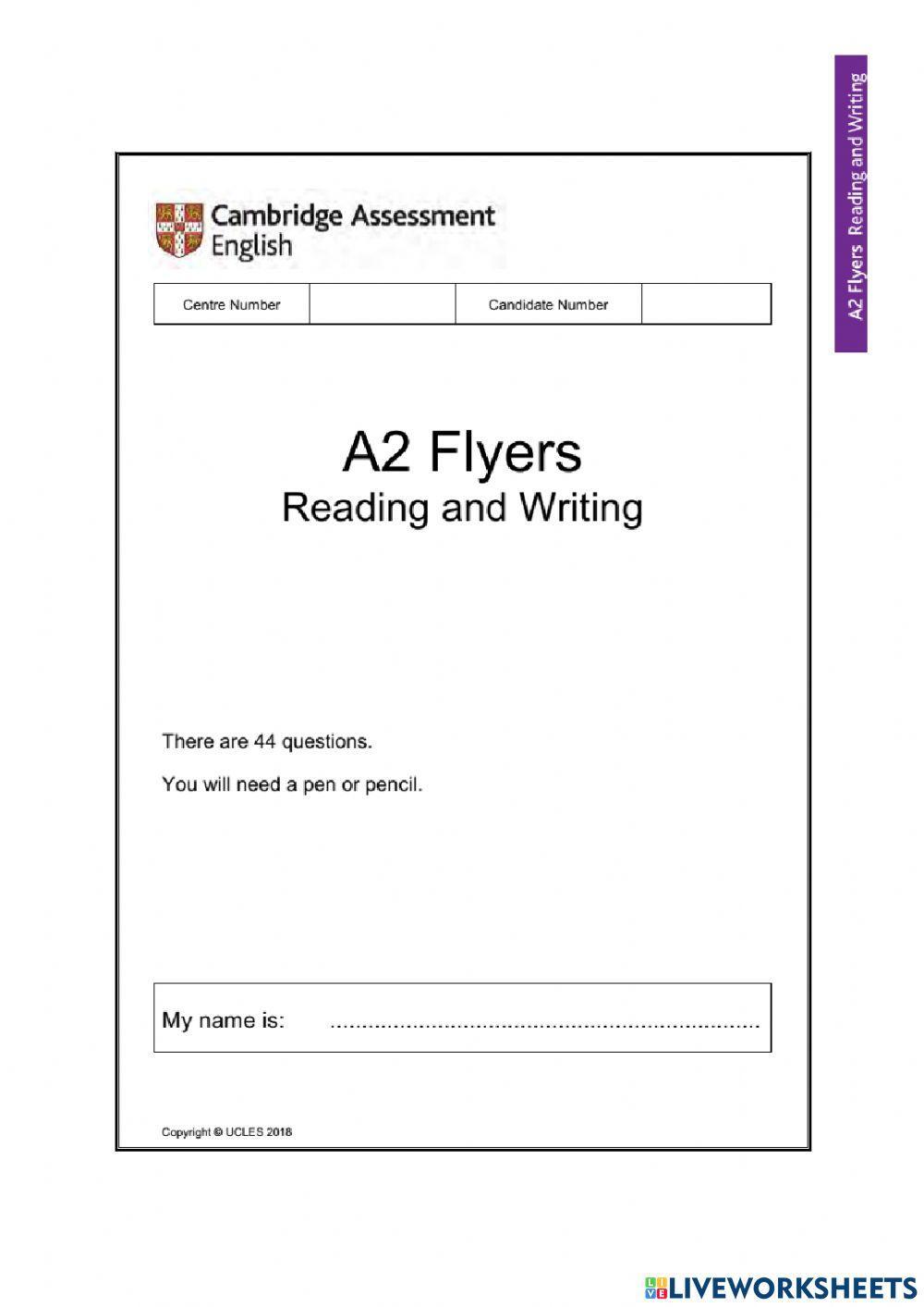 Flyers a2 readi… | Free Interactive Worksheets | 2229194