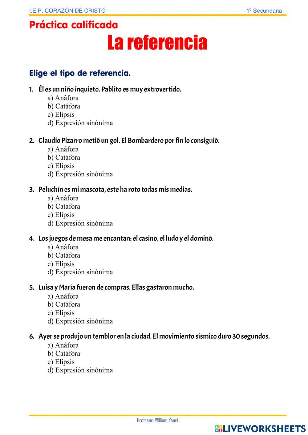 Ref1 worksheet | Live Worksheets