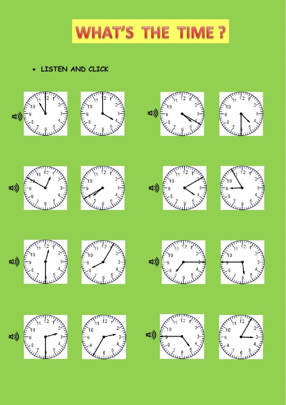 WHAT'S THE TIME? online exercise for | Live Worksheets