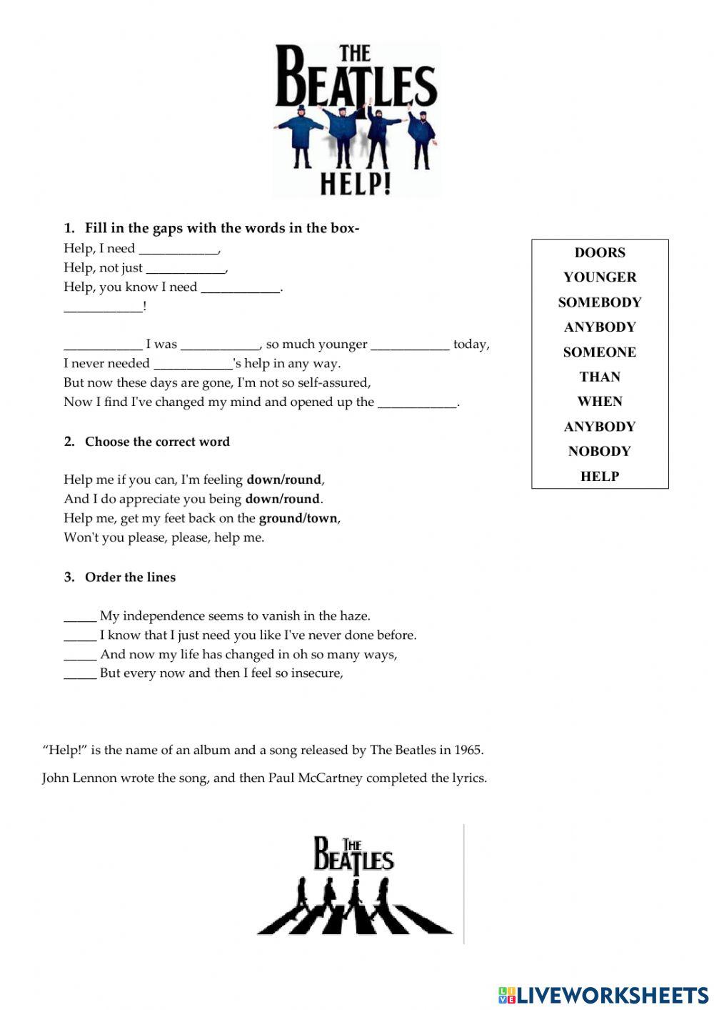 Help - The Beat… | Free Interactive Worksheets | 2199679