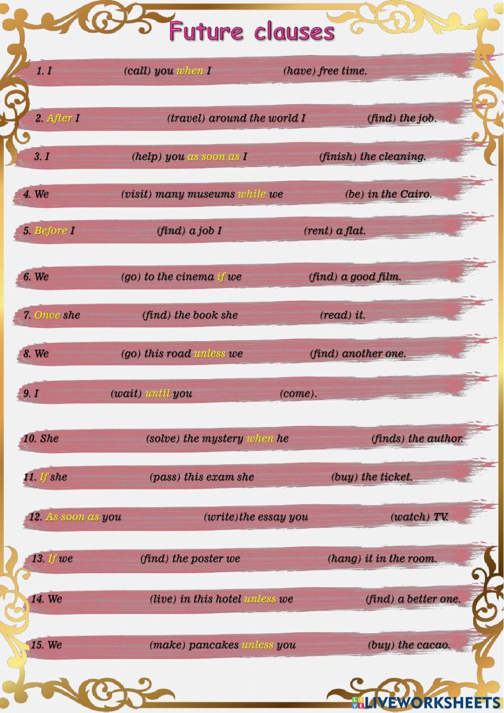 Future clauses | Free Interactive Worksheets | 2199926