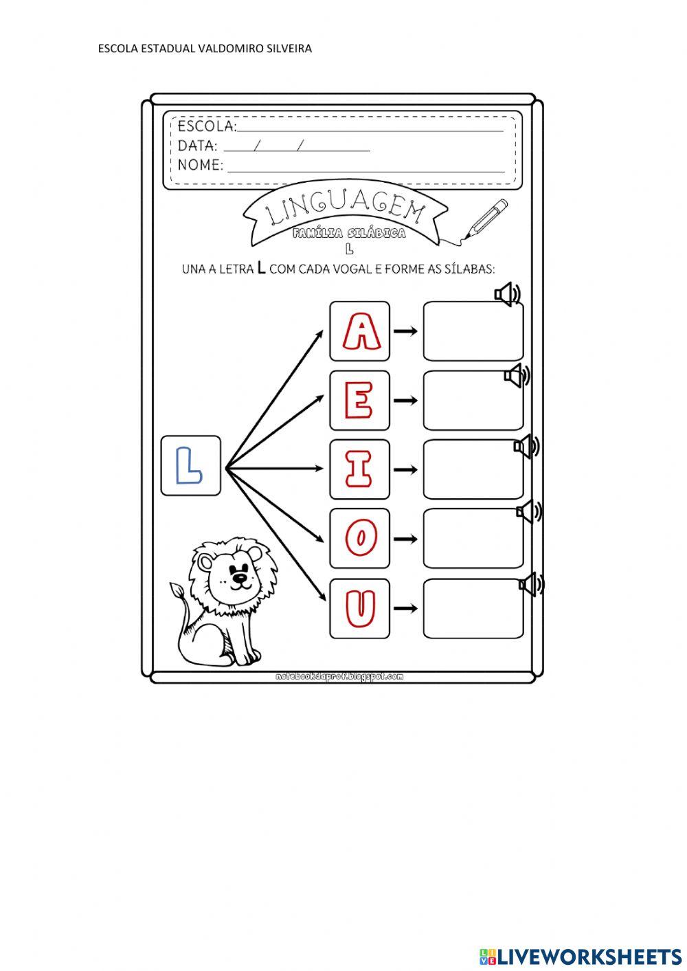 Atividade letra L online exercise for | Live Worksheets