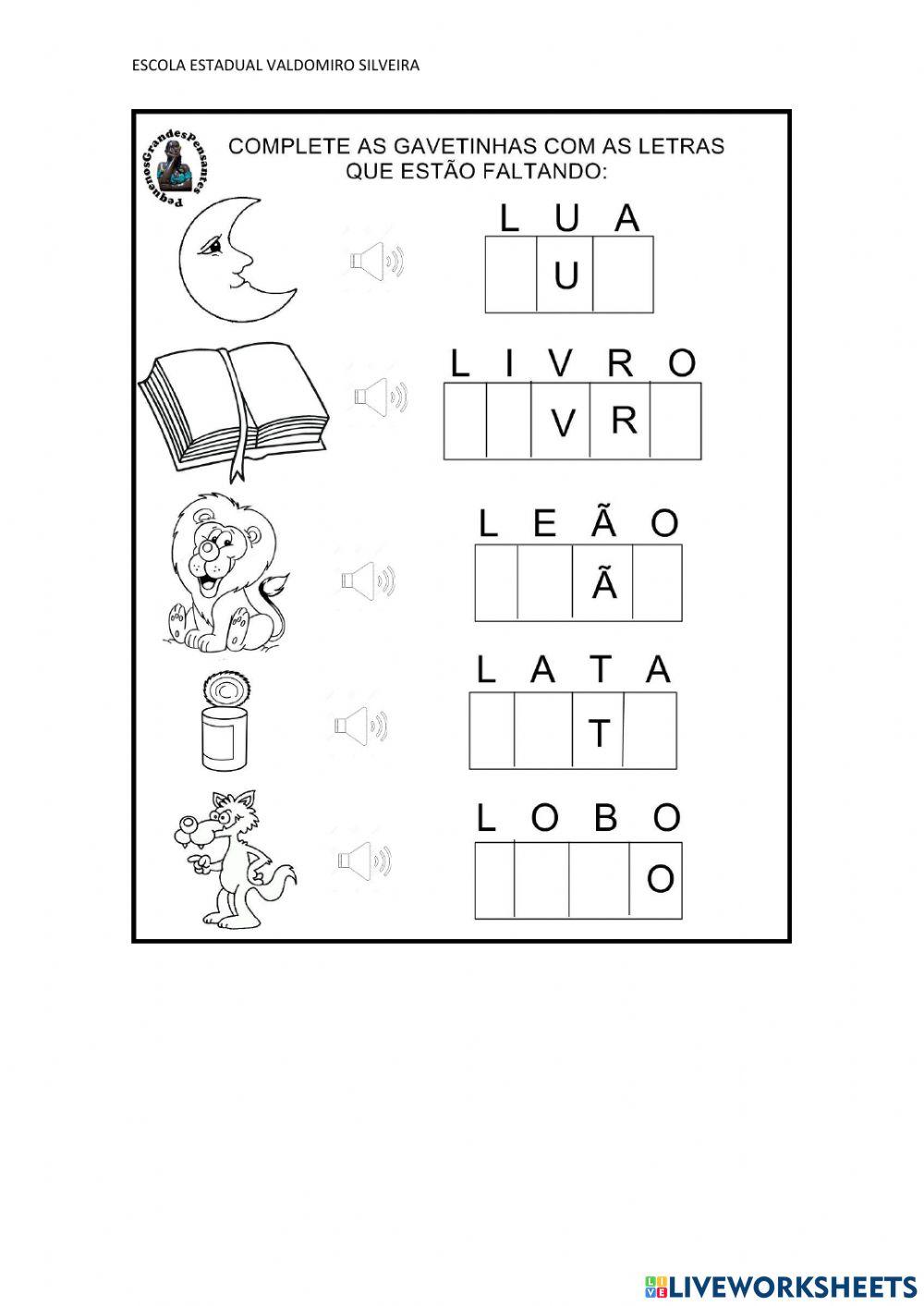 Atividade letra L online exercise for | Live Worksheets