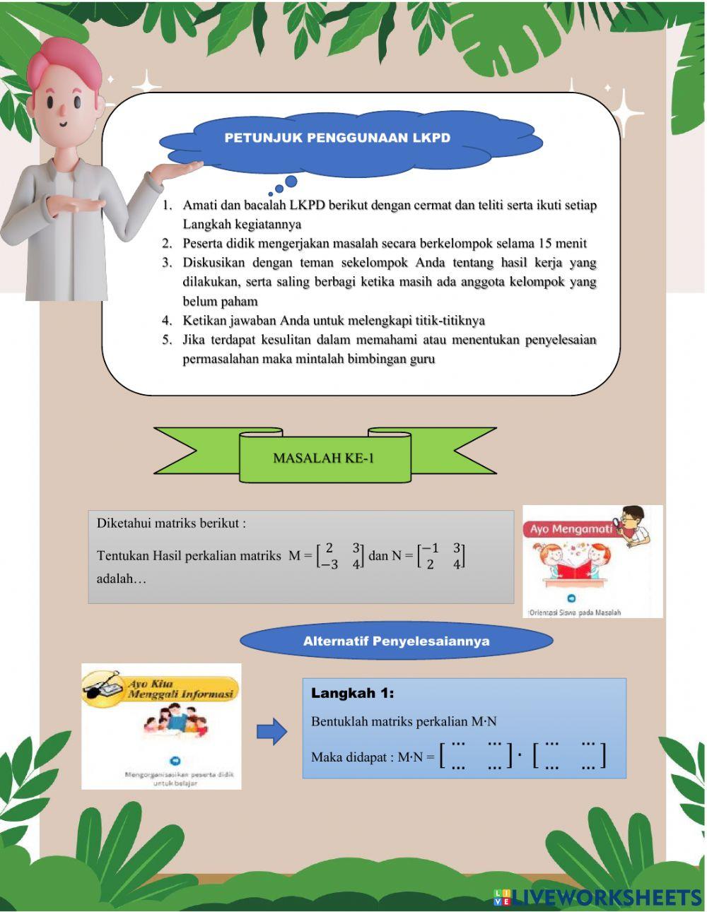 LKPD-Operasi Perkalian Matriks 2229275 | sofiati | Live