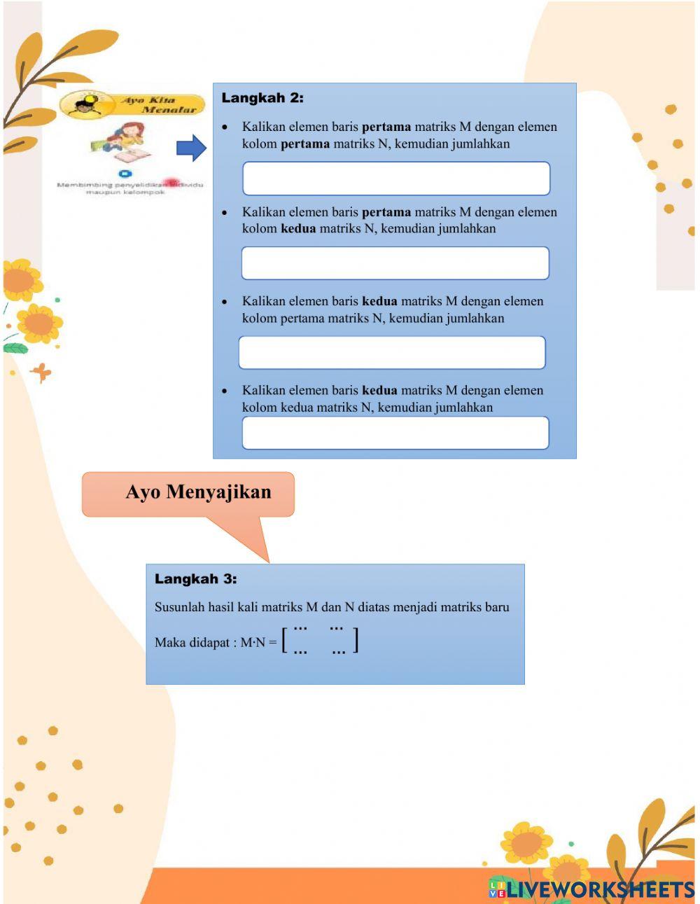 LKPD-Operasi Perkalian Matriks 2229275 | sofiati | Live