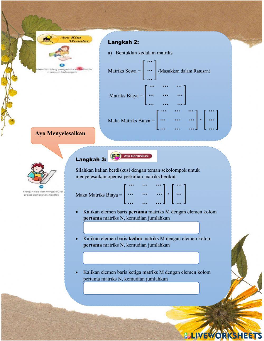LKPD-Operasi Perkalian Matriks 2229275 | sofiati | Live