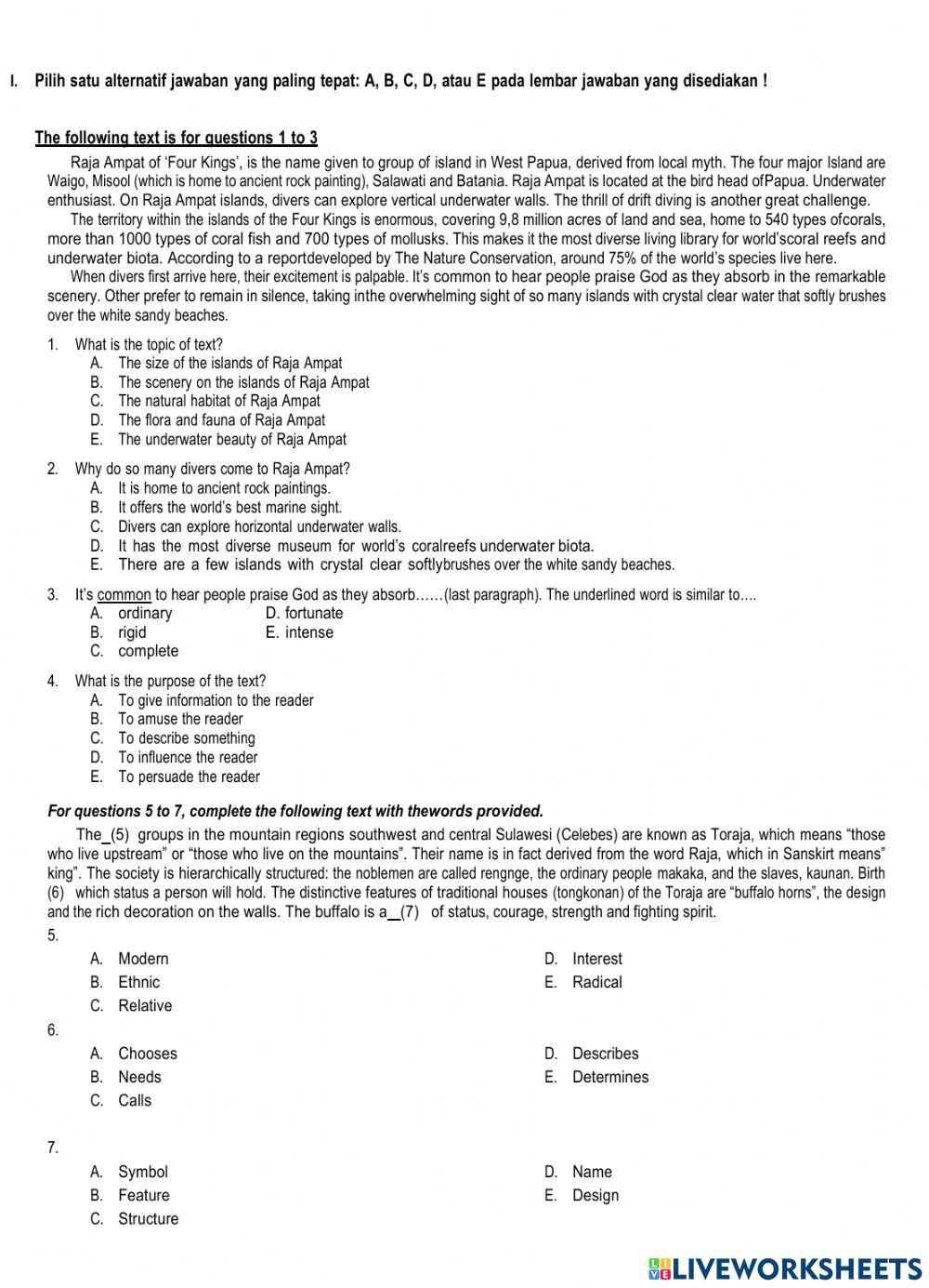 Quiz 1 activity for GRADE 10 | Live Worksheets