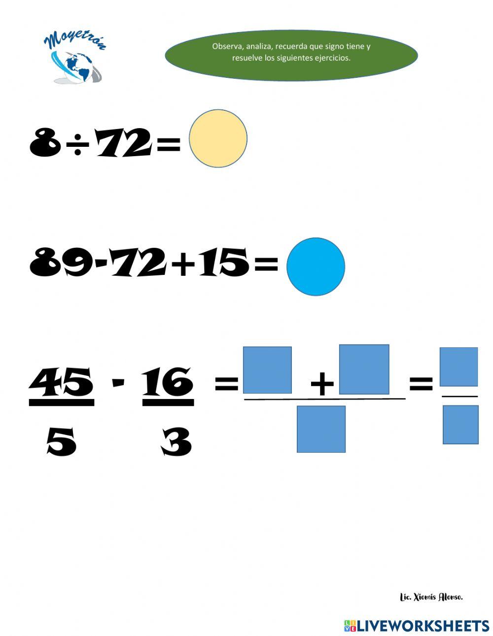 Operaciones básicas online exercise for Nivel básico | Live Worksheets Operaciones básicas online exercise for Nivel básico | Live Worksheets