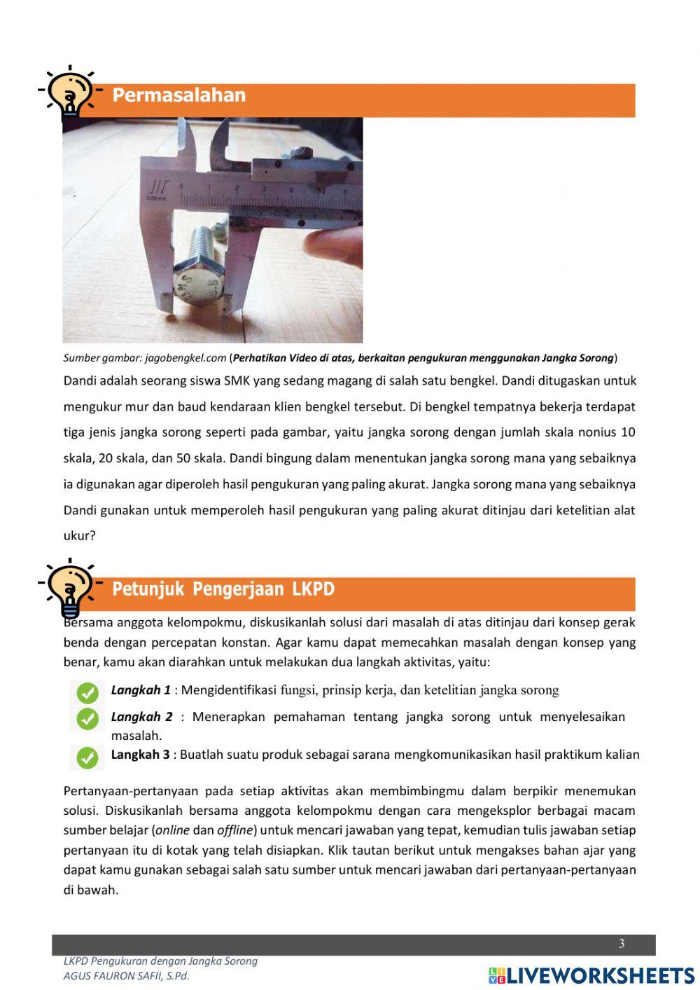 LKPD PENGUKURAN 1 (AUDIO VISUAL) online exercise for | Live Worksheets