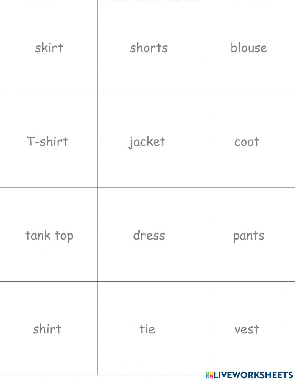 Clothes | Free Interactive Worksheets | 2230066